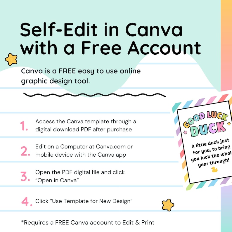 Lucky Duck Classroom Gift Tags – Editable First Day of School Printable ...