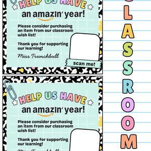 Classroom Wish List Printable Cards | Editable Canva Template | Back to ...