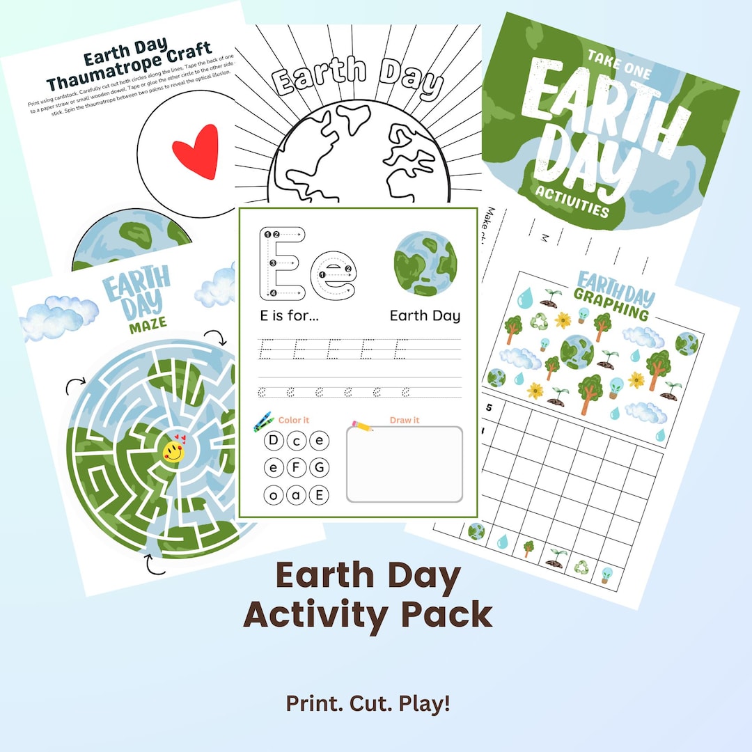 Earth Day Activity Pack for Preschool, Kindergarten | Printable Crafts ...
