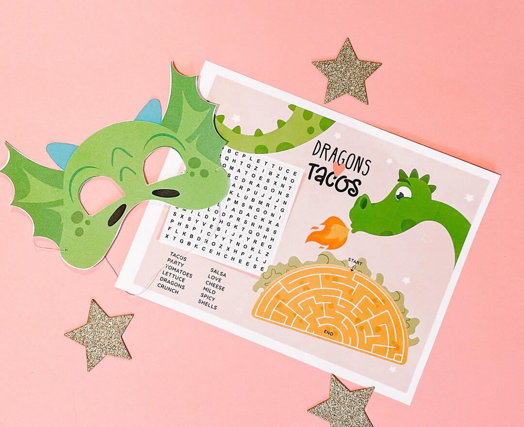 Dragons Love Tacos • Printable Dragon Mask • Dragon Activity Page ...