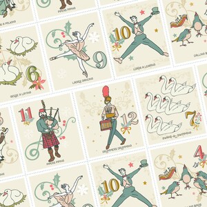 Hand Illustrated Twelve Days of Christmas Counting Cards • Twelve Days ...