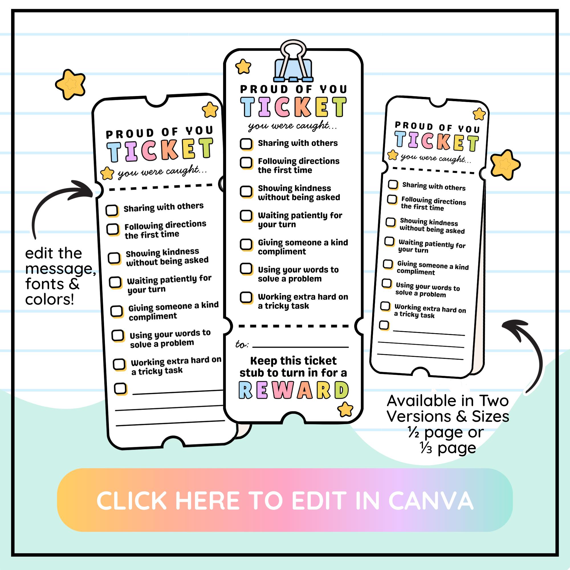 You Were Caught... Proud of You Tickets – Positive Behavior Notes for ...