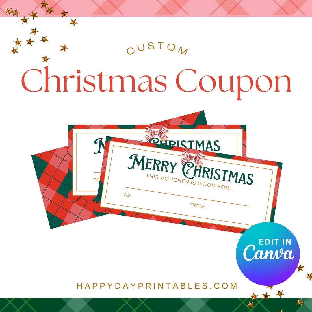 Custom Christmas Coupon - Instant Editable Experience Voucher - Etsy
