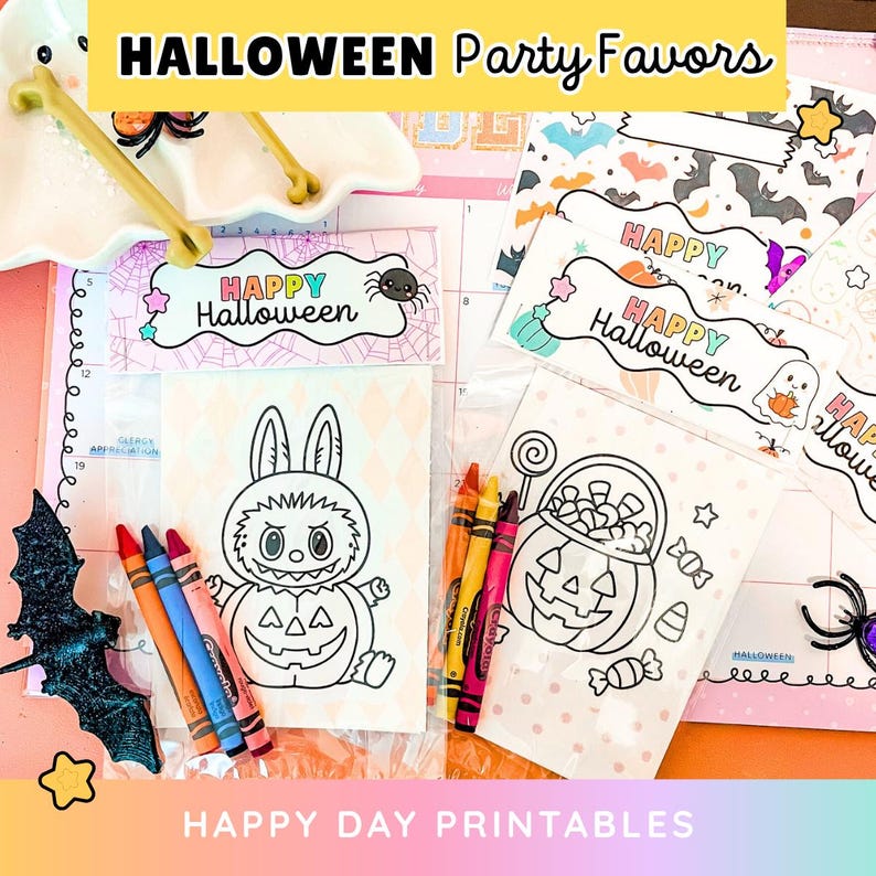 Halloween Party Favors | Printable Coloring Packs | Classroom Halloween ...