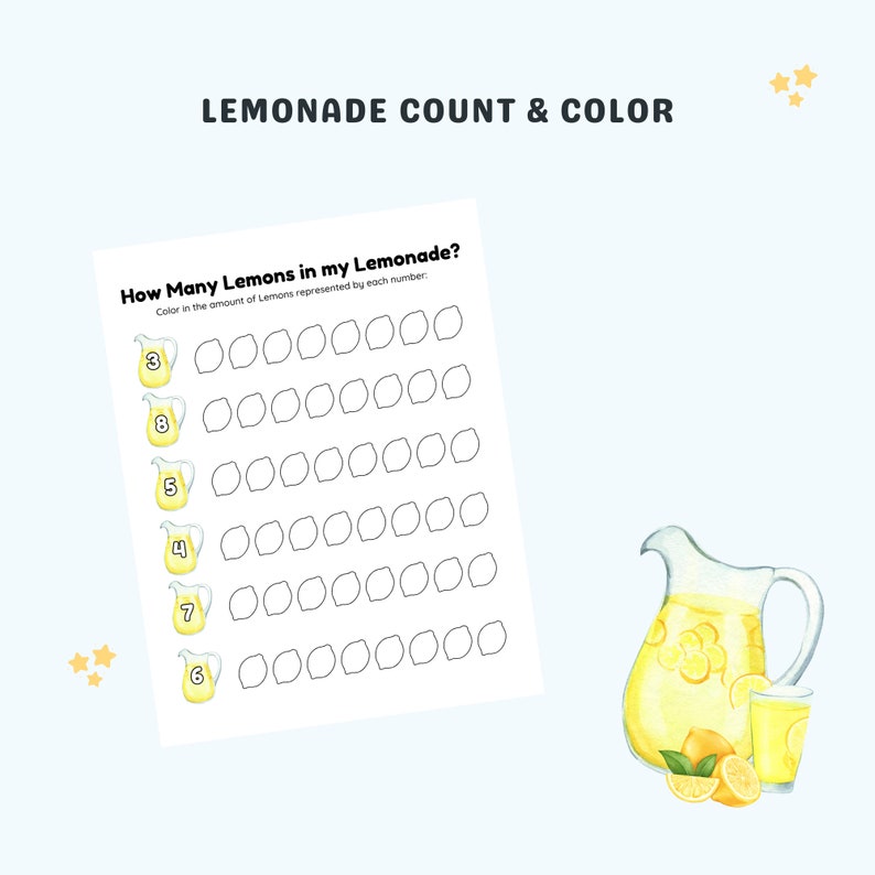 Lemonade Stand Printable Activities - Etsy