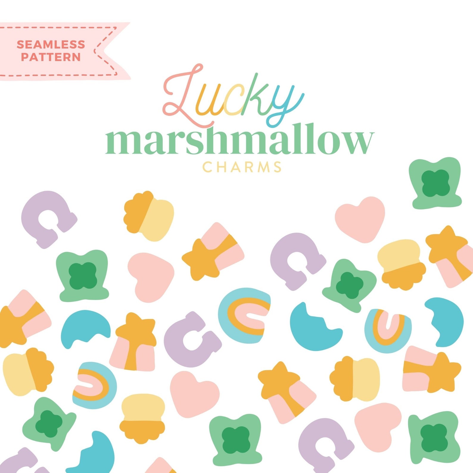 Lucky Marshmallow Charms Seamless Pattern Digital Download - Etsy