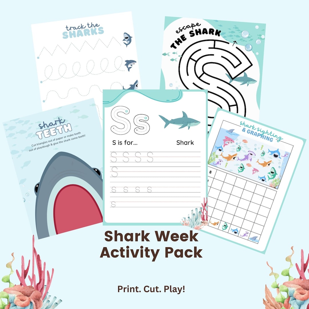 Shark Week Activity Pack, Shark Learning Pack, Preschool Activities for ...
