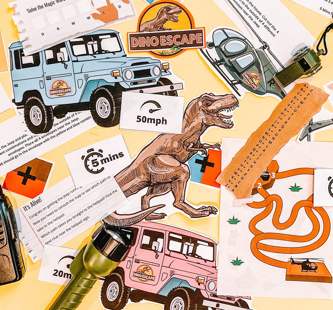Dinosaur Escape Room • DIY Escape Room Printable • Scavenger Hunt for ...