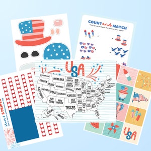 4th of July Activity Pack - F is for Flag - Firework Tracing - Instant ...