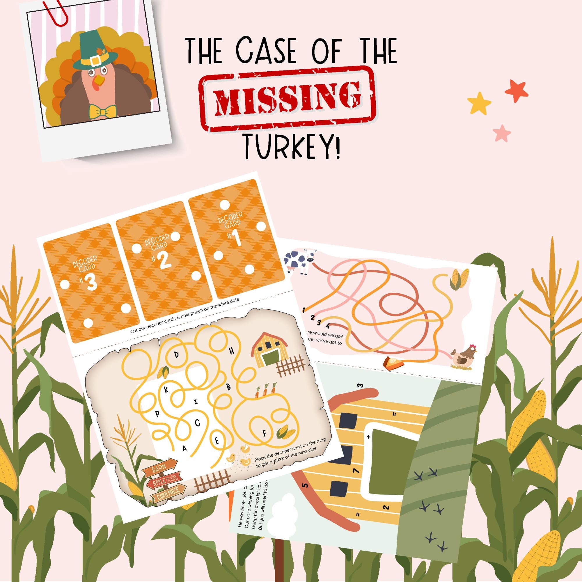 Missing Turkey Escape Room • kids Thanksgiving Printable Party Game ...