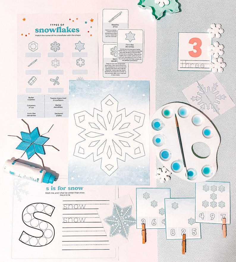 Snowflake Mini Lesson printable Activity Page Kids - Etsy