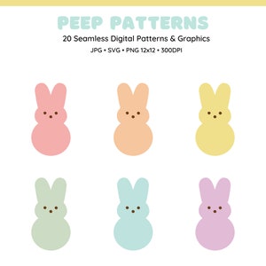 20 Easter Peeps Seamless Digital Patterns • Digital Papers • Easter ...