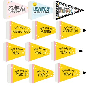 First & Last Day of School Flags- UK Grades • First Day of Nursery ...