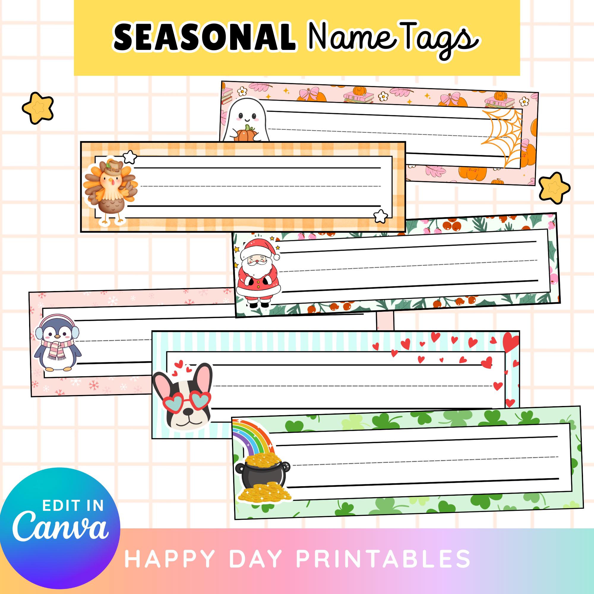 Seasonal Classroom Name Tags | Holiday, Spring, Easter, St. Patrick's ...