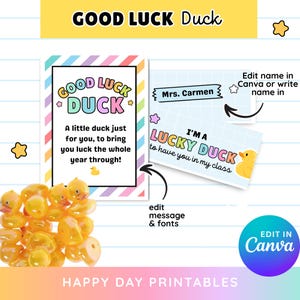 Lucky Duck Classroom Gift Tags – Editable First Day of School Printable ...