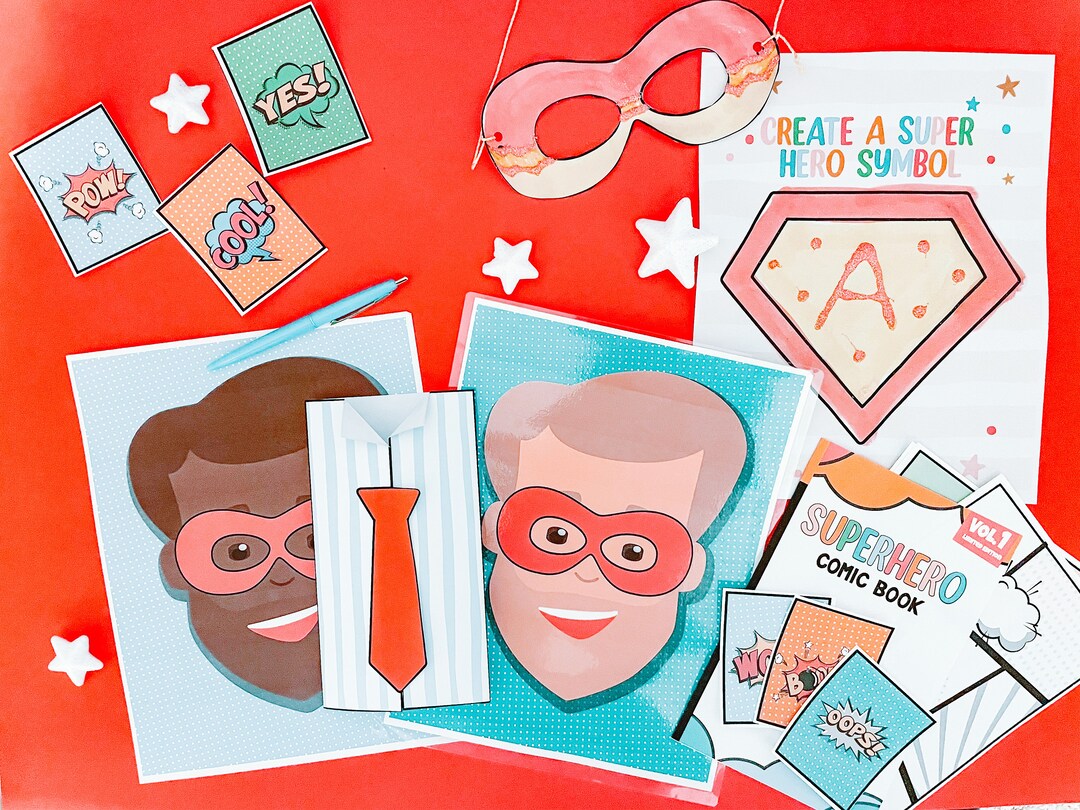 Superhero Mini Activity Pack - Father's Day Card - Super Dad - Comic ...