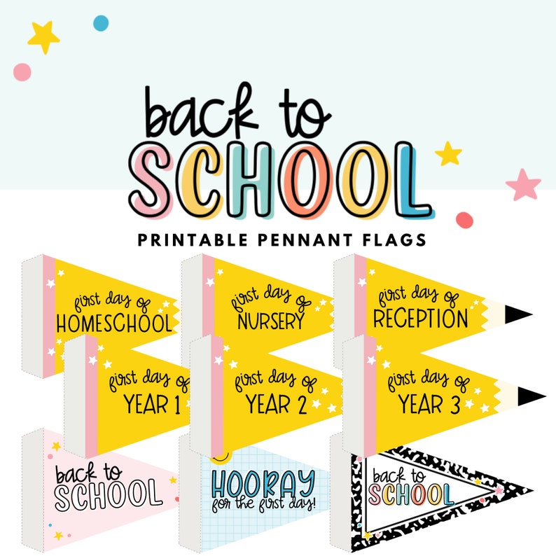 First & Last Day of School Flags- UK Grades • First Day of Nursery ...