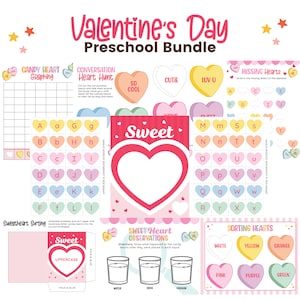 Valentine Activities Preschool Bundle • Conversation Hearts Activities ...