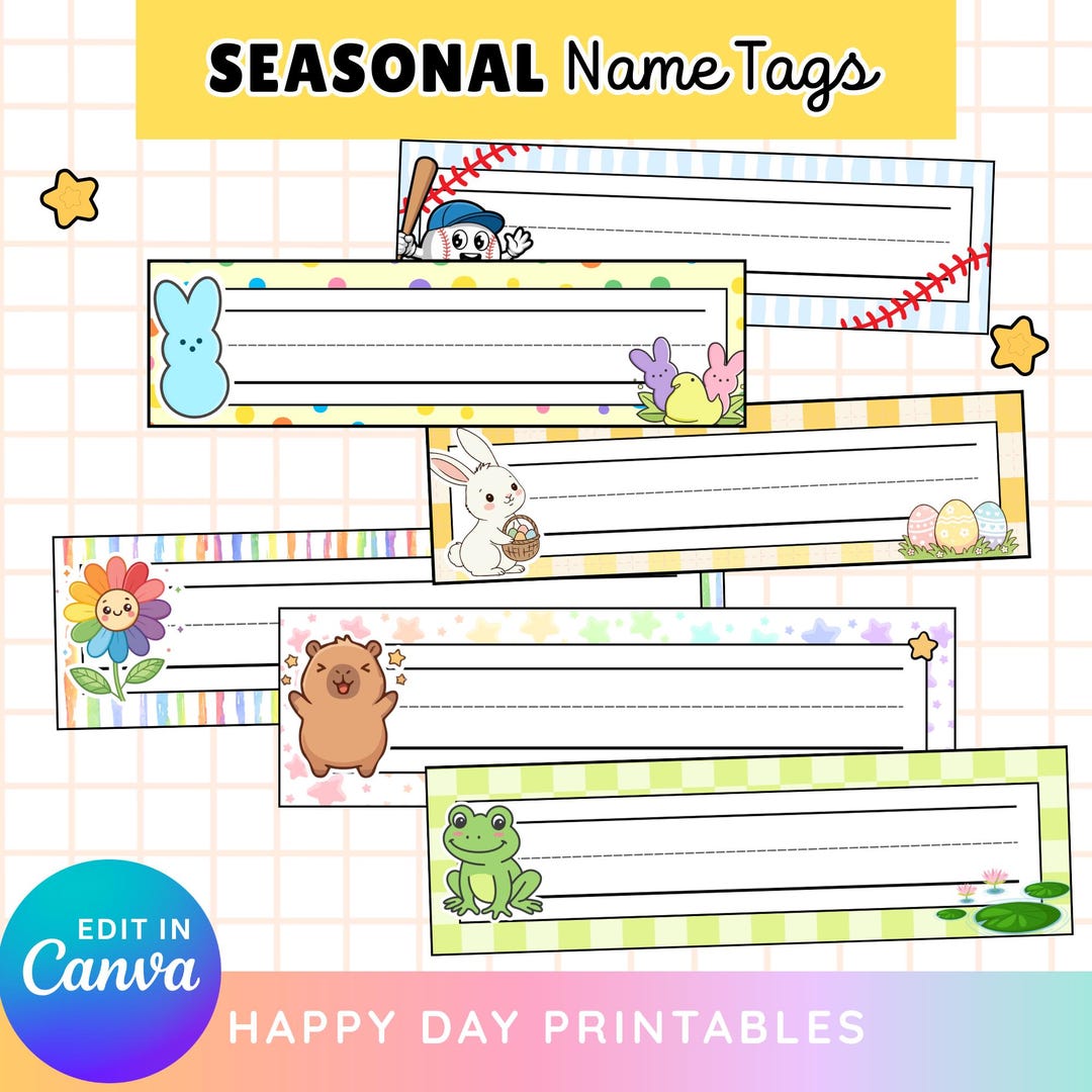 Seasonal Classroom Name Tags | Holiday, Spring, Easter, St. Patrick's ...