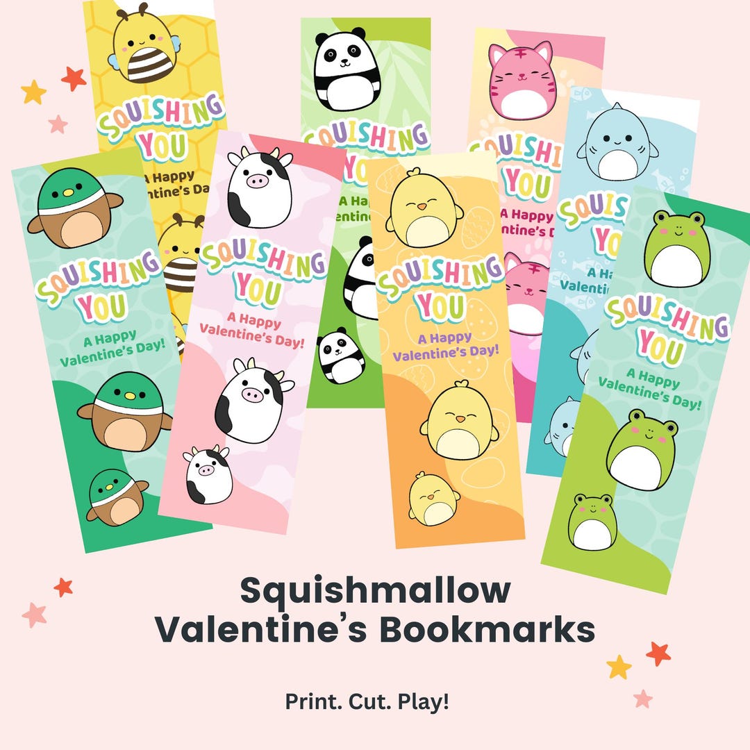 Squishmallow Valentine’s Day Bookmarks + Bonus Coloring Pages ...