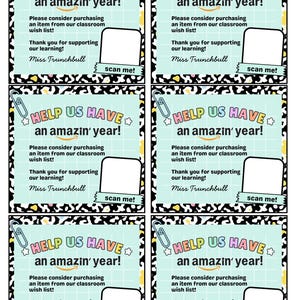 Classroom Wish List Printable Cards | Editable Canva Template | Back to ...