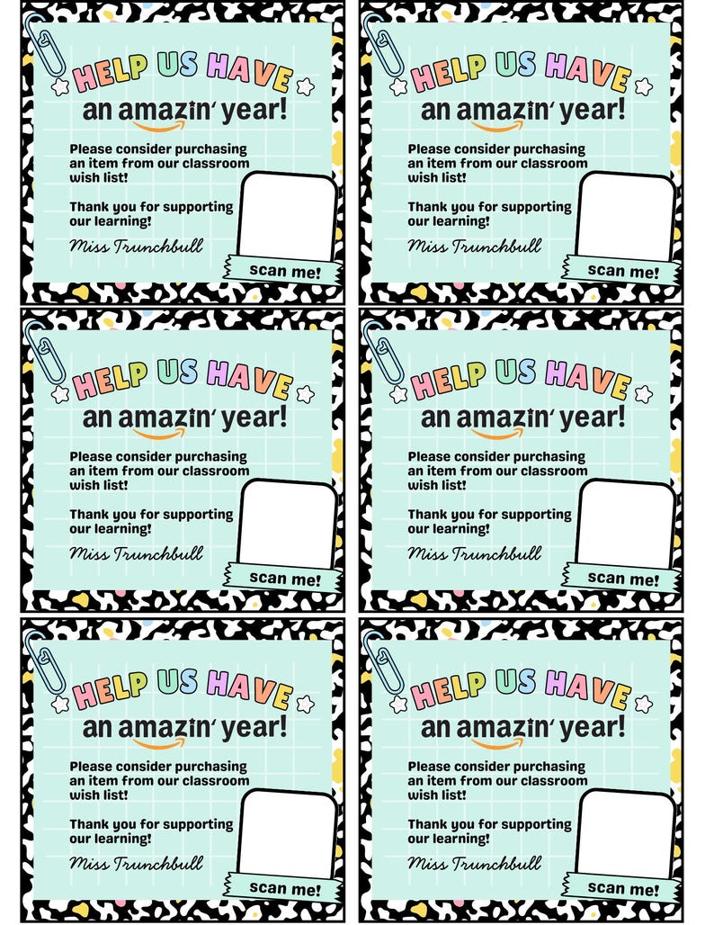 Classroom Wish List Printable Cards | Editable Canva Template | Back to ...