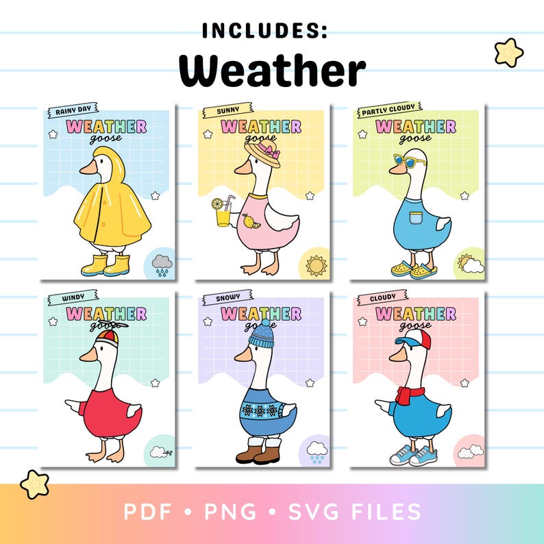 Weather Goose Printable + Digital Set | Dress-up Porch Goose Weather ...