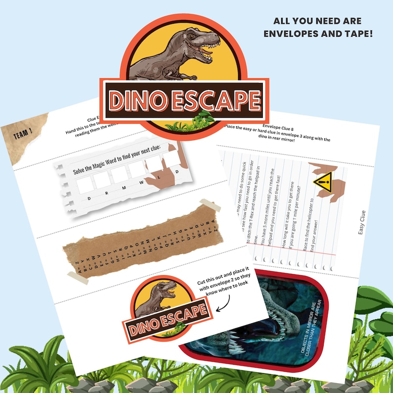 Dinosaur Escape Room • DIY Escape Room Printable • Scavenger Hunt for ...