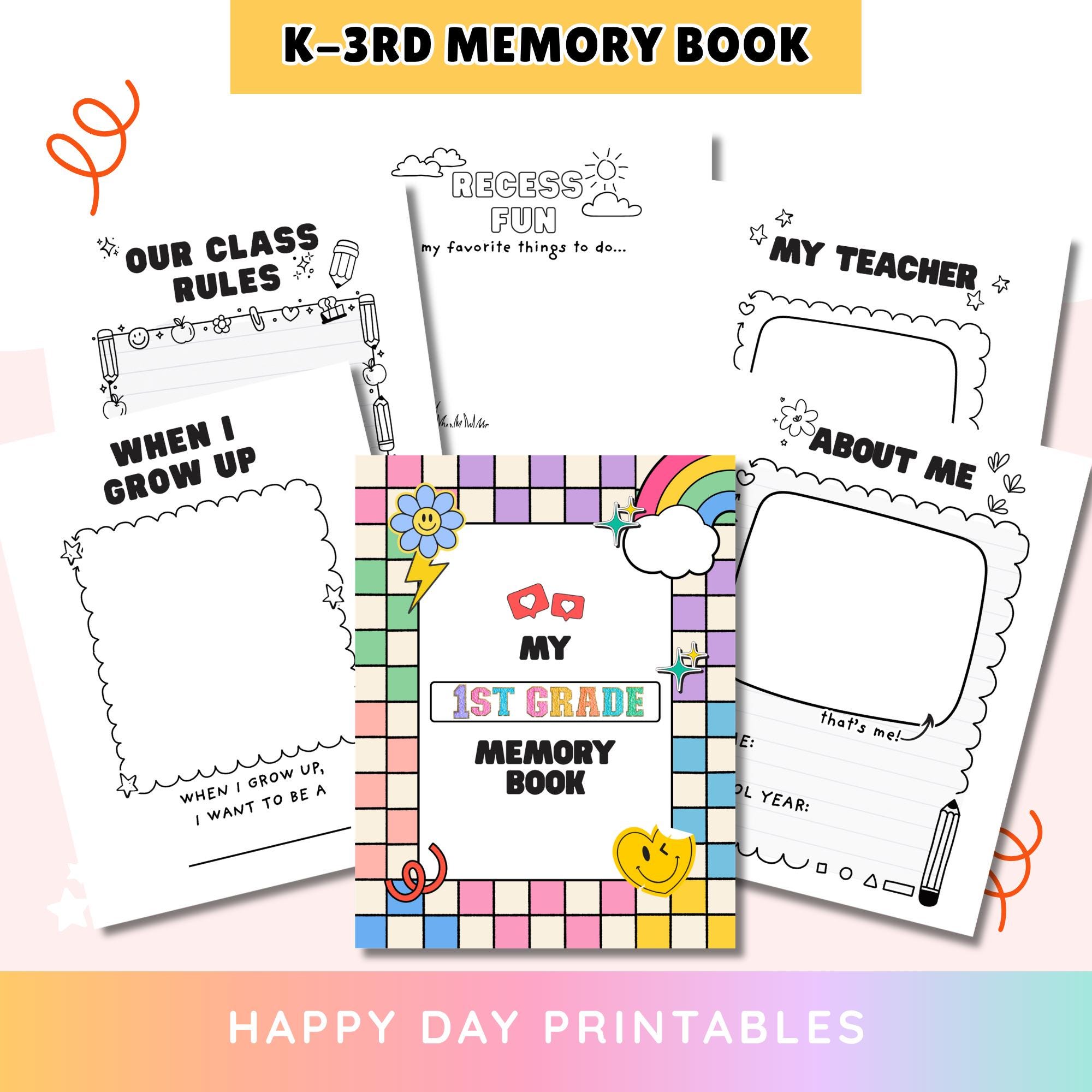 K-3rd Grade Memory Book – Printable School Keepsake (digital Download ...