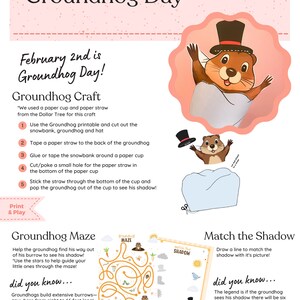 Groundhog Day Printable Activities Bundle - Etsy