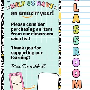 Classroom Wish List Printable Cards | Editable Canva Template | Back to ...