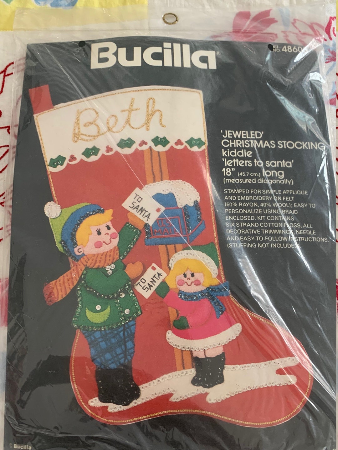 Vintage Letter to Santa 'jeweled' Christmas Stocking Kiddie Bucilla - Etsy