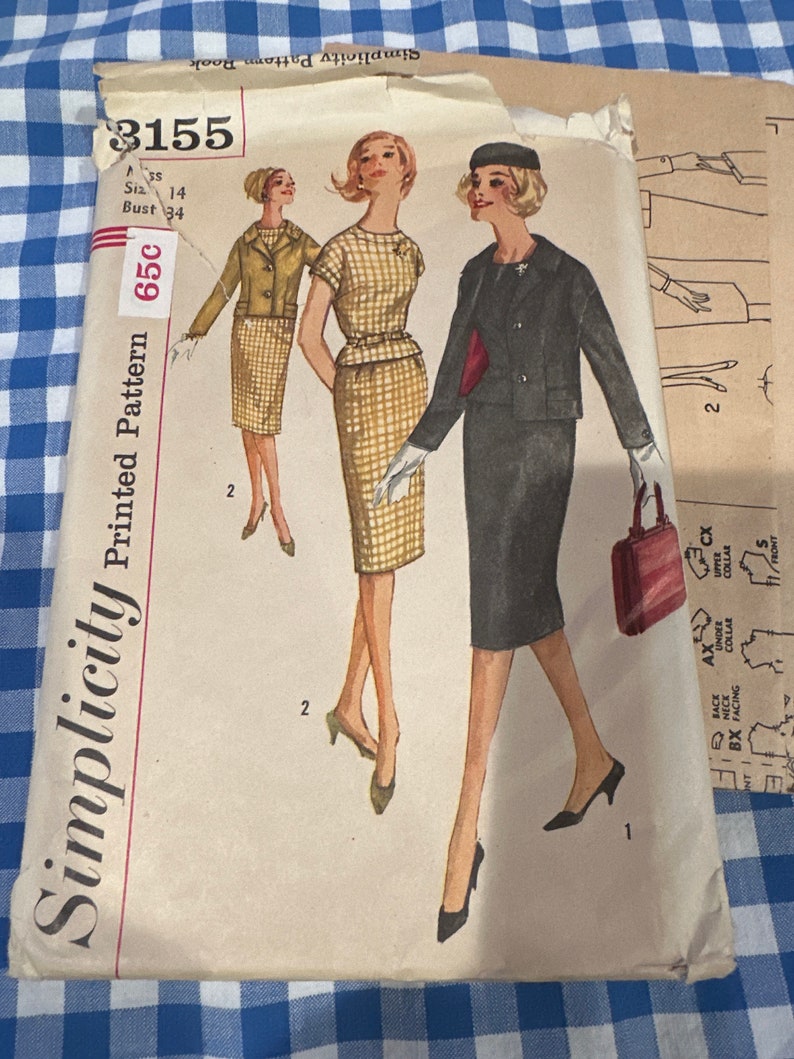 Vintage 1950’s Simplicity Skirt, Blouse and Jacket Pattern Size 14 - Etsy