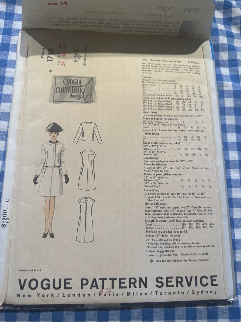 Vogue Couturier Design 1795 by Belinda Belleville Pattern - Etsy