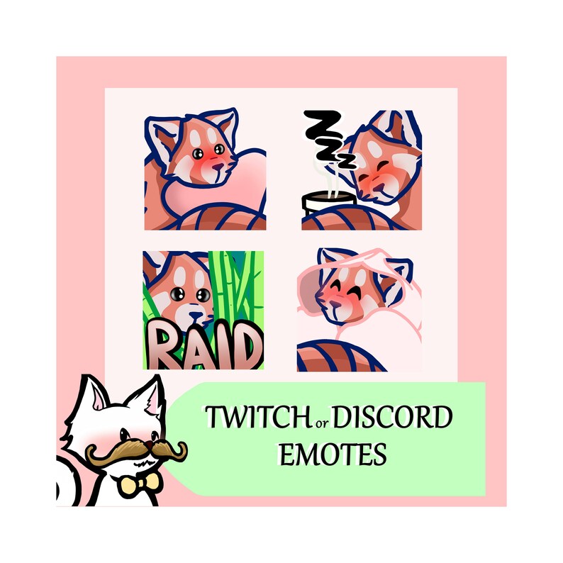 Red Panda Twitch Emotes Kawaii Discord Owl Streamer Streaming Chibi ...