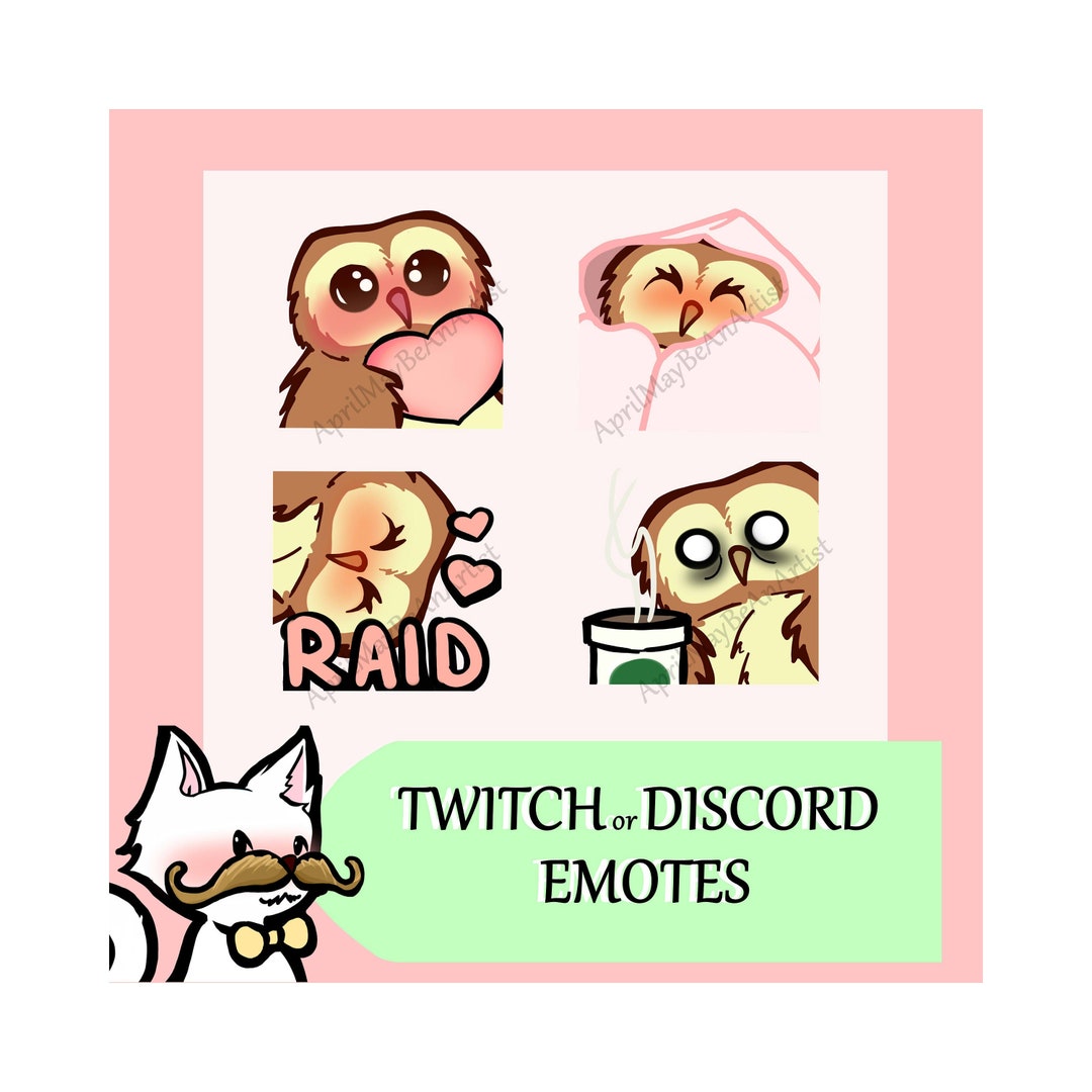Owl Twitch Emotes Kawaii Discord Owl Streamer Streaming Chibi Raid ...