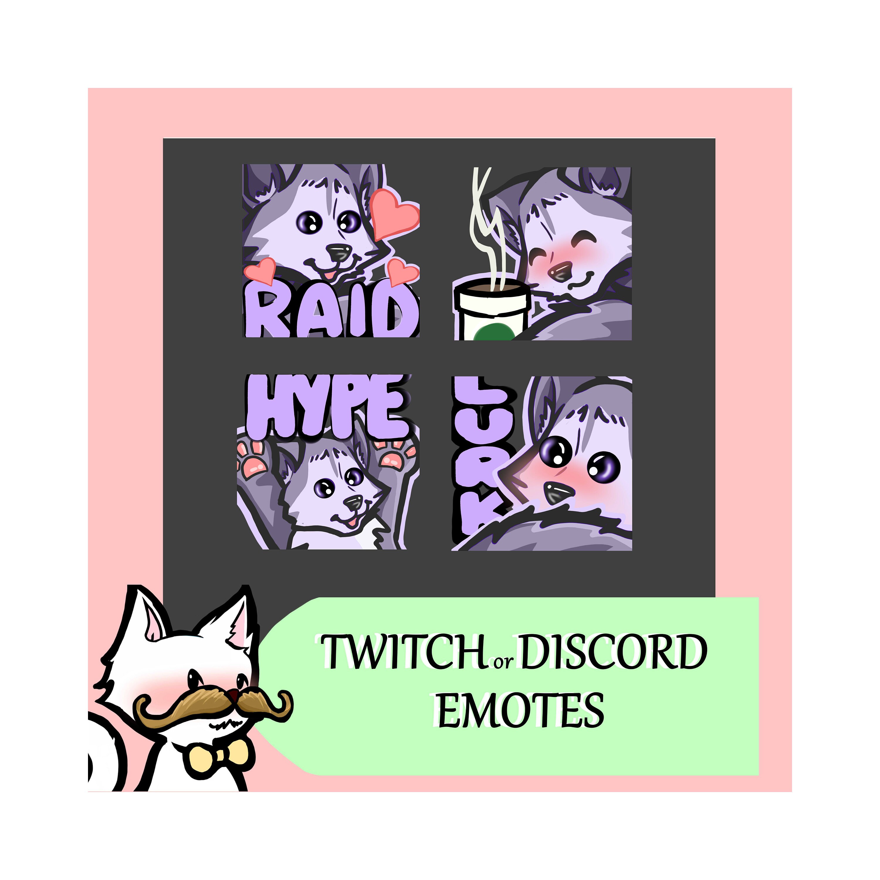 Wolf Twitch Emotes Kawaii Discord Possum Streamer Streaming - Etsy