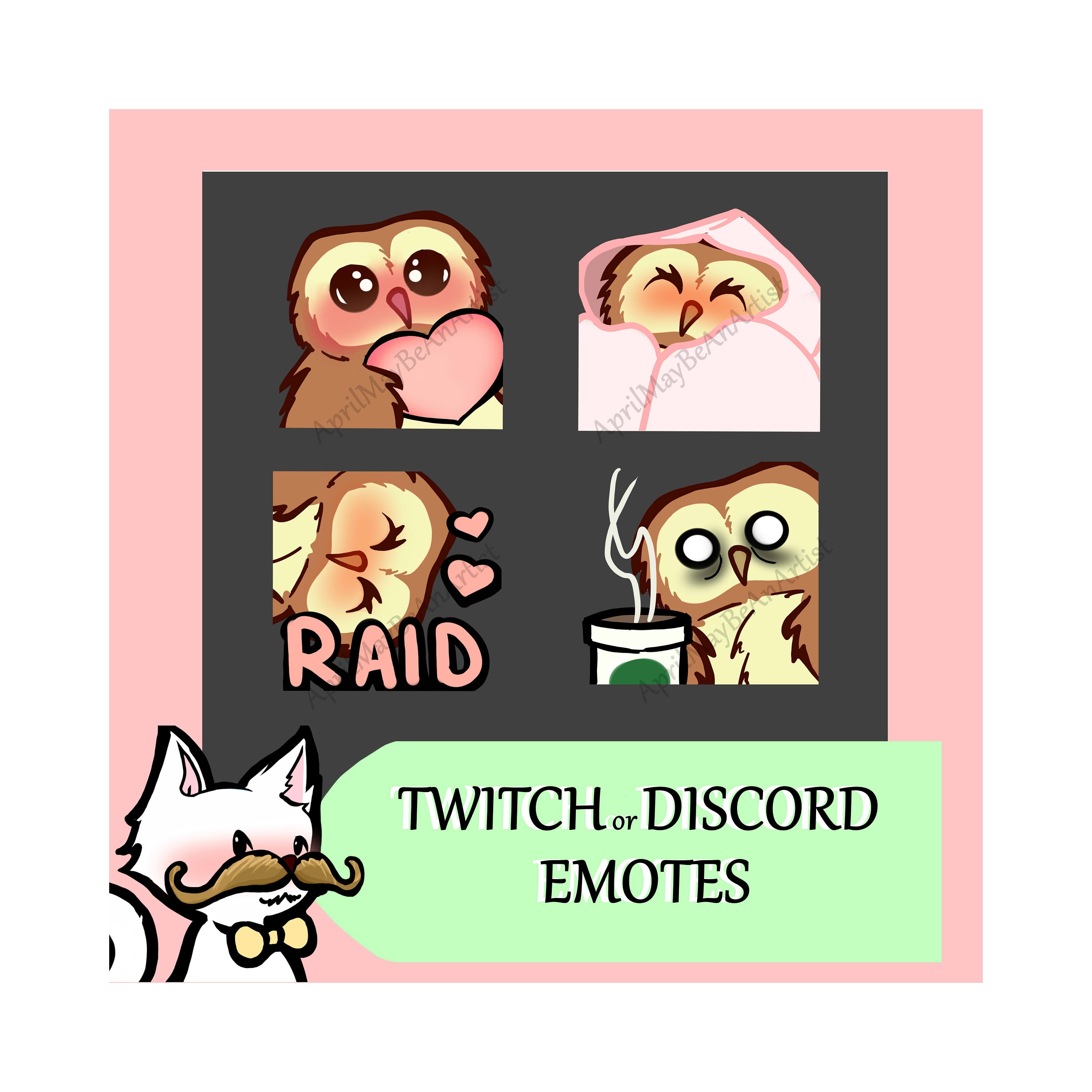 Owl Twitch Emotes Kawaii Discord Owl Streamer Streaming Chibi Raid ...