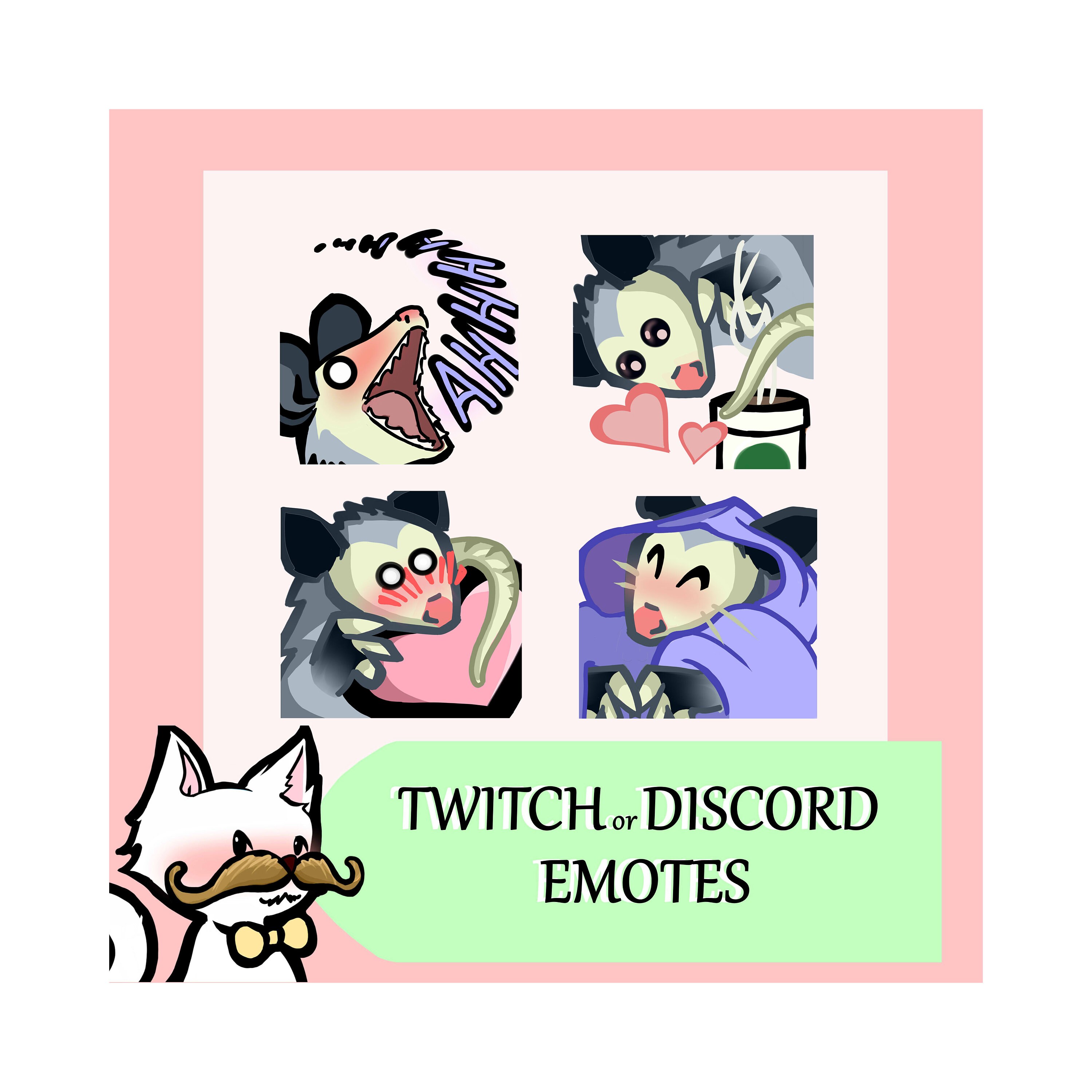 Opossum Twitch Emotes Kawaii Discord Possum Streamer Streaming Chibi ...