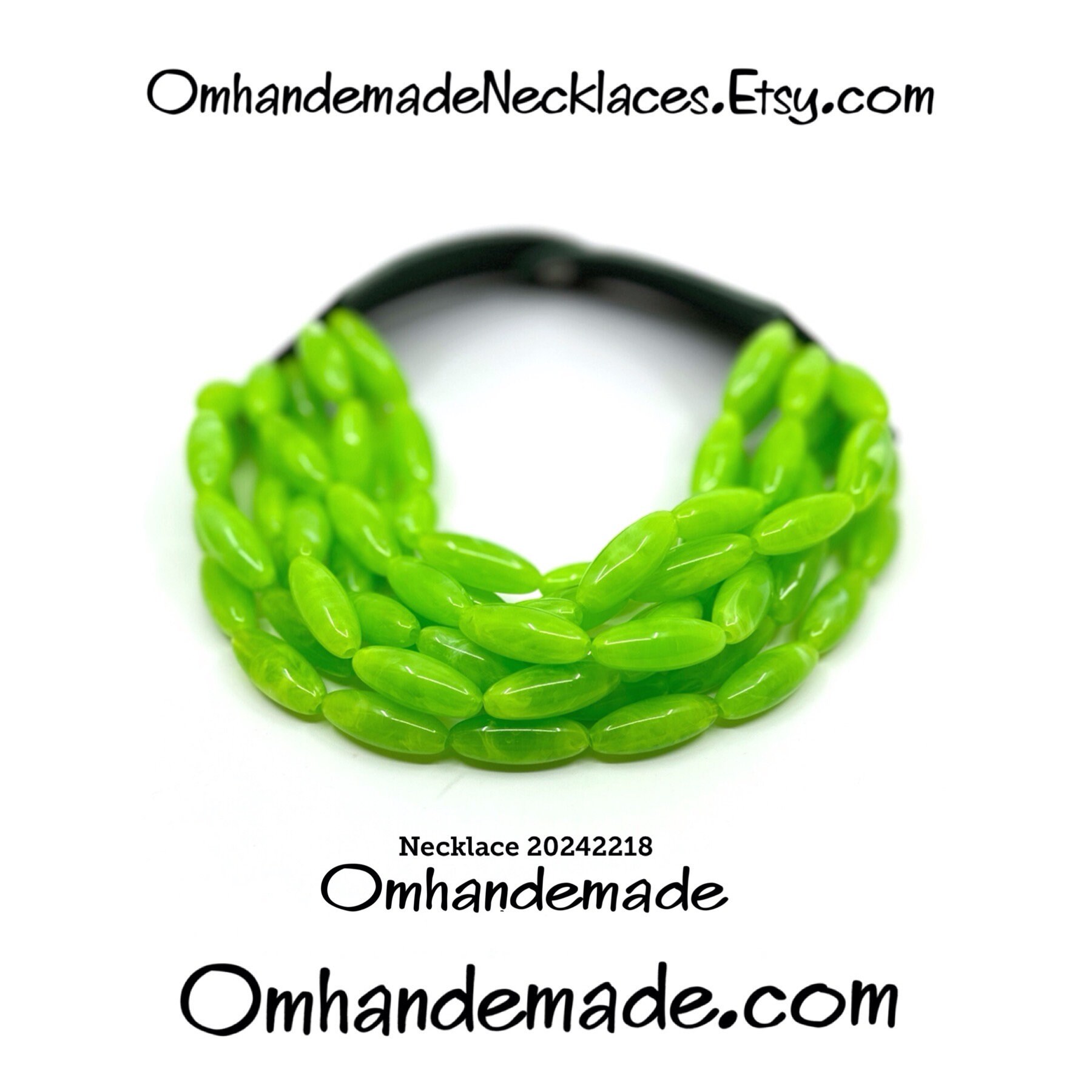 20242218 Lime Green Necklace Bib Necklace Multistrand Necklace Beaded ...