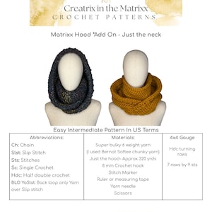 Just the Neck * Matrixx Hood Add on | DIGITAL PDF Crochet Pattern ...