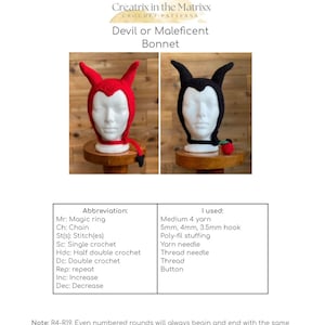 Devil Bonnet / Maleficent Bonnet | PDF | CROCHET PATTERN | Digital ...