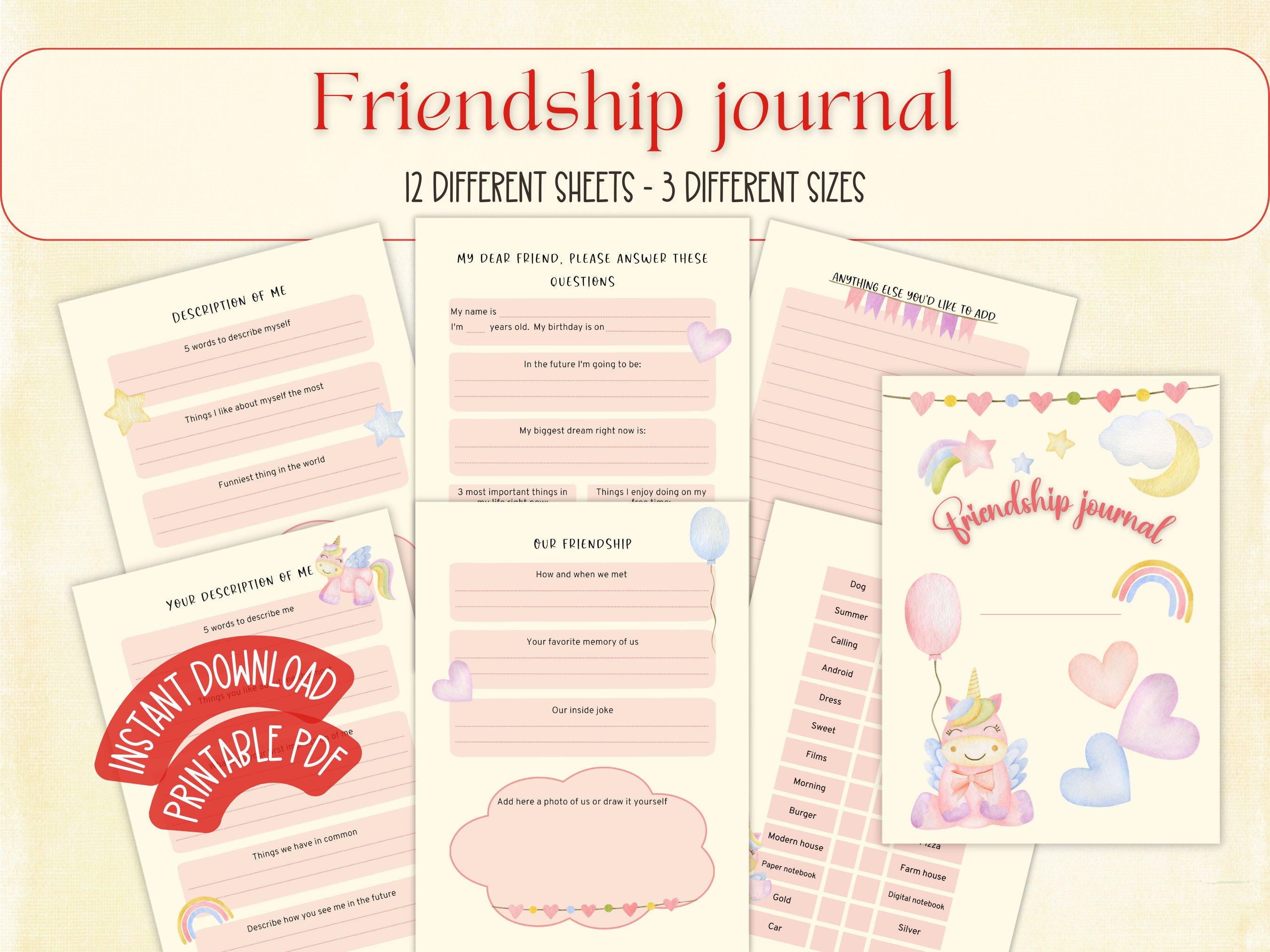 Friendship Book Friendship Journal Best Friend Journal Best Friend Book ...