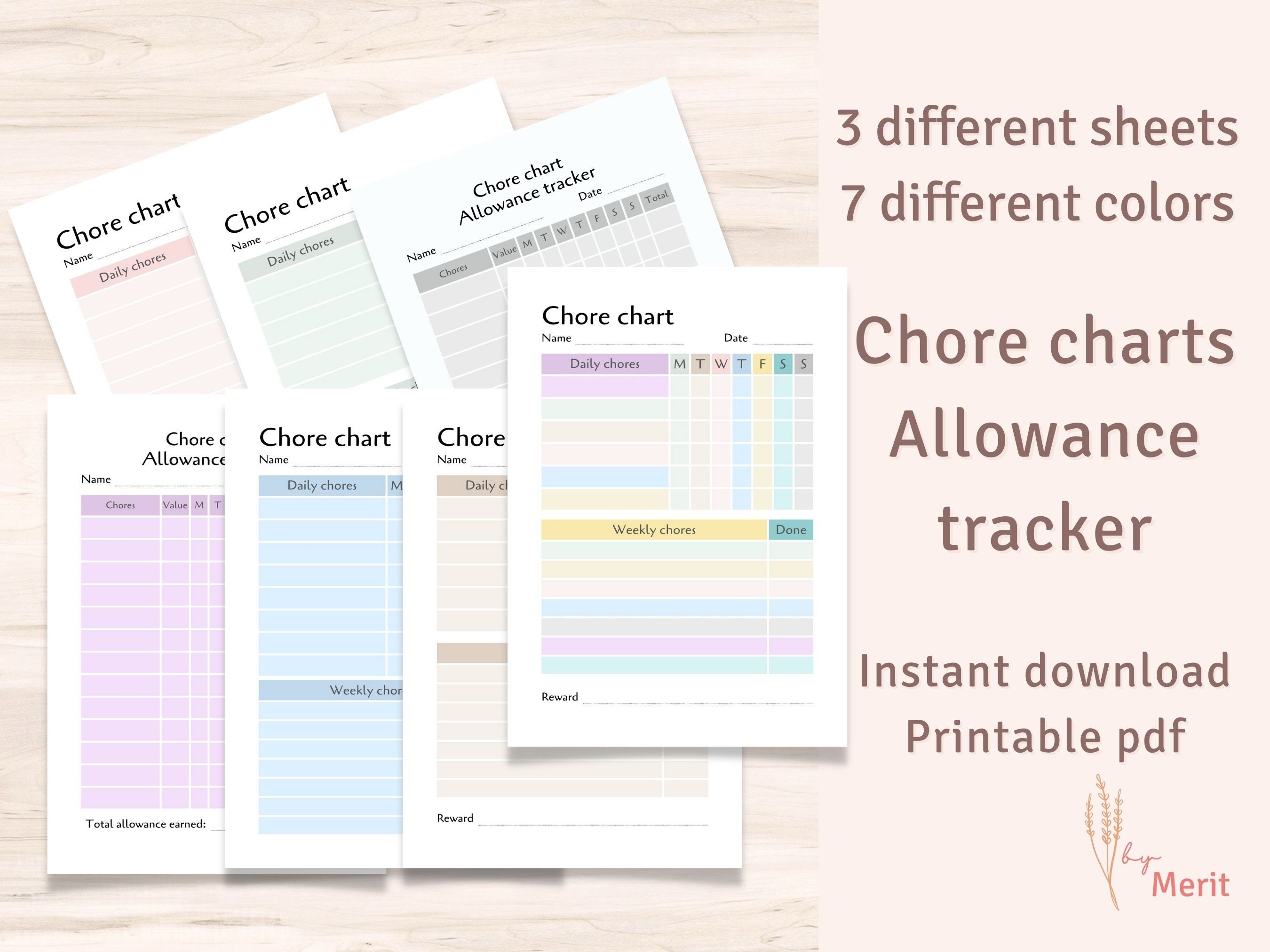 Chore Chart Printable Behavior Chart Weekly Chores - Etsy
