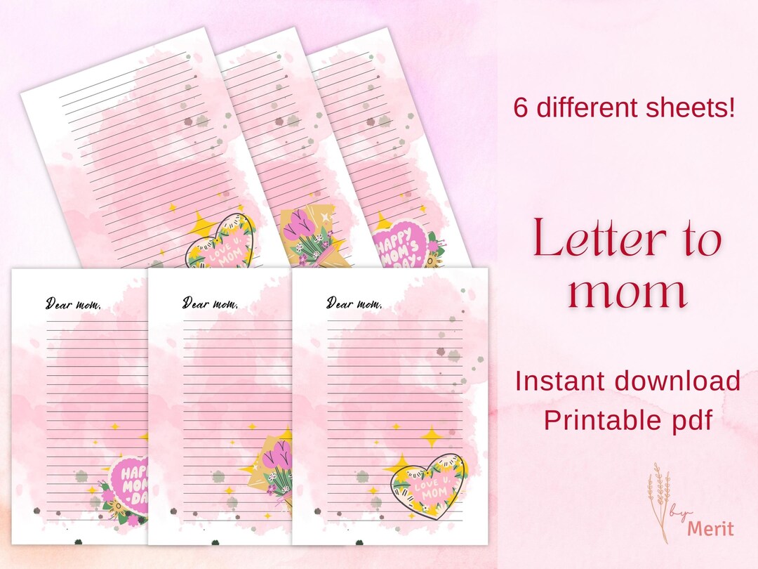 Letter to Mom Mother's Day Letter Mother's Day Planner Mother's Day ...