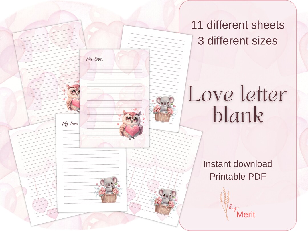 Love Letter Writing Set Valentines Day Gift Cute Stationary Valentines ...