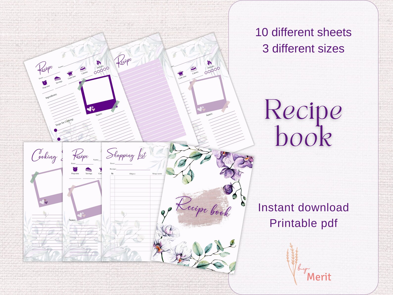 Blank Recipe Book Printable Recipe Binder Cook Book Recipe Journal ...