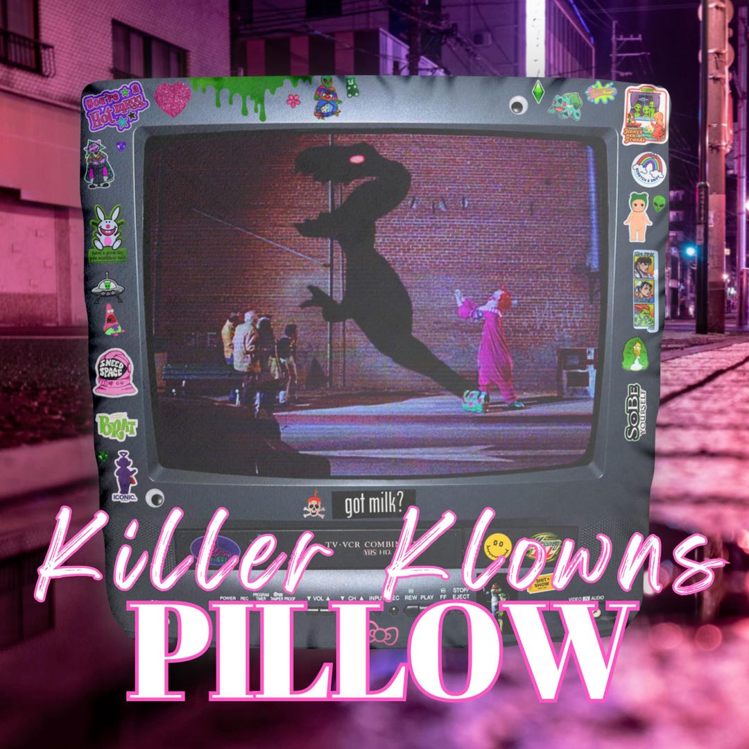 Killer Klowns Pillow Horror Movie on VHS TV/VCR Covered in Printed ...