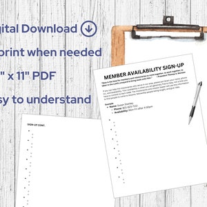 LDS Member Missionary Availability Sign up Sheet | Branch or Ward ...
