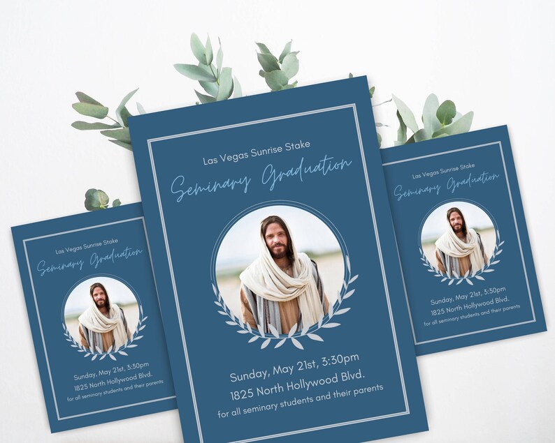 LDS Seminary Graduation Invite, Canva Invitation Template, Customizable ...